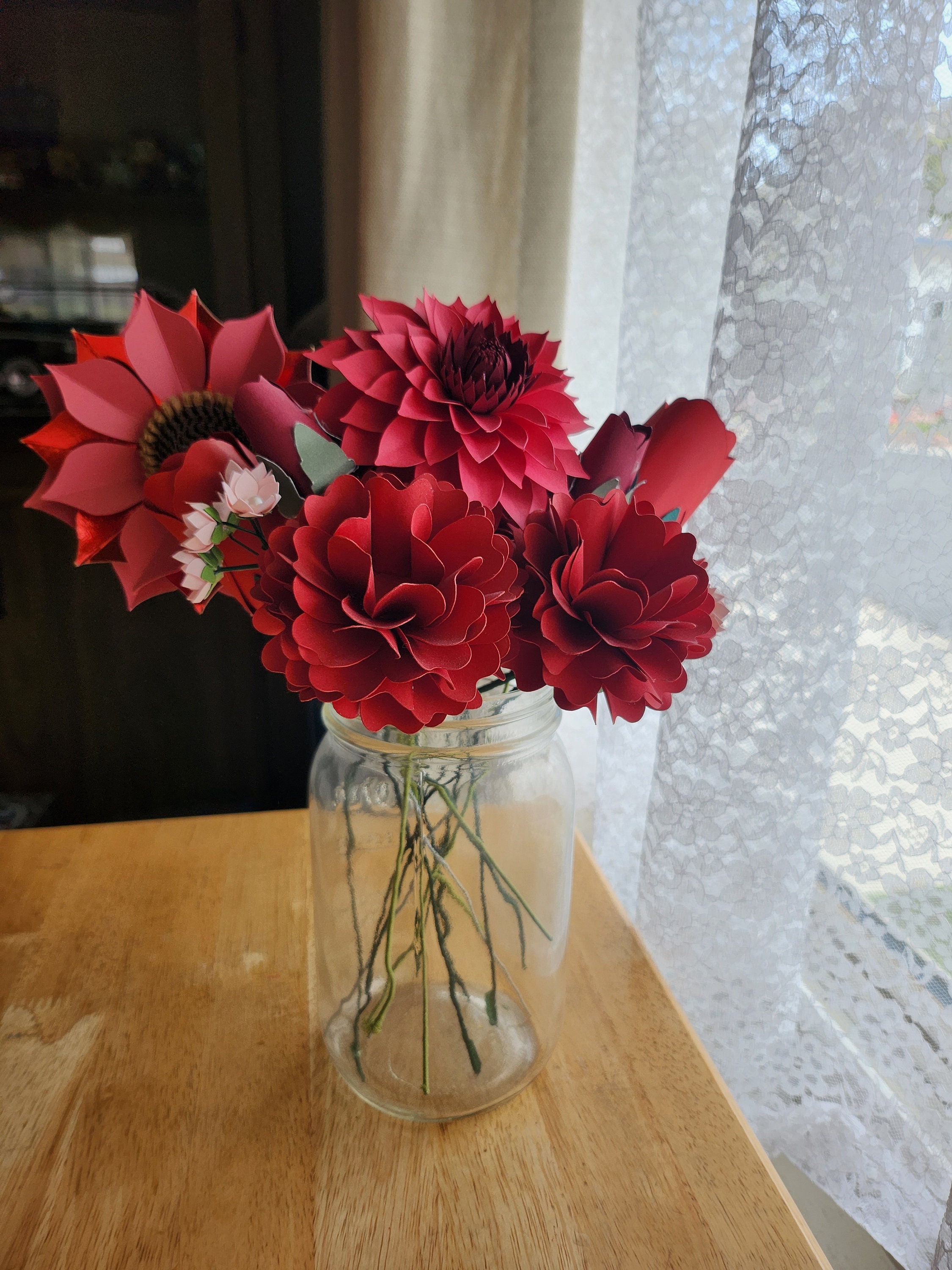 Red Paper Flower Bouquet - Etsy