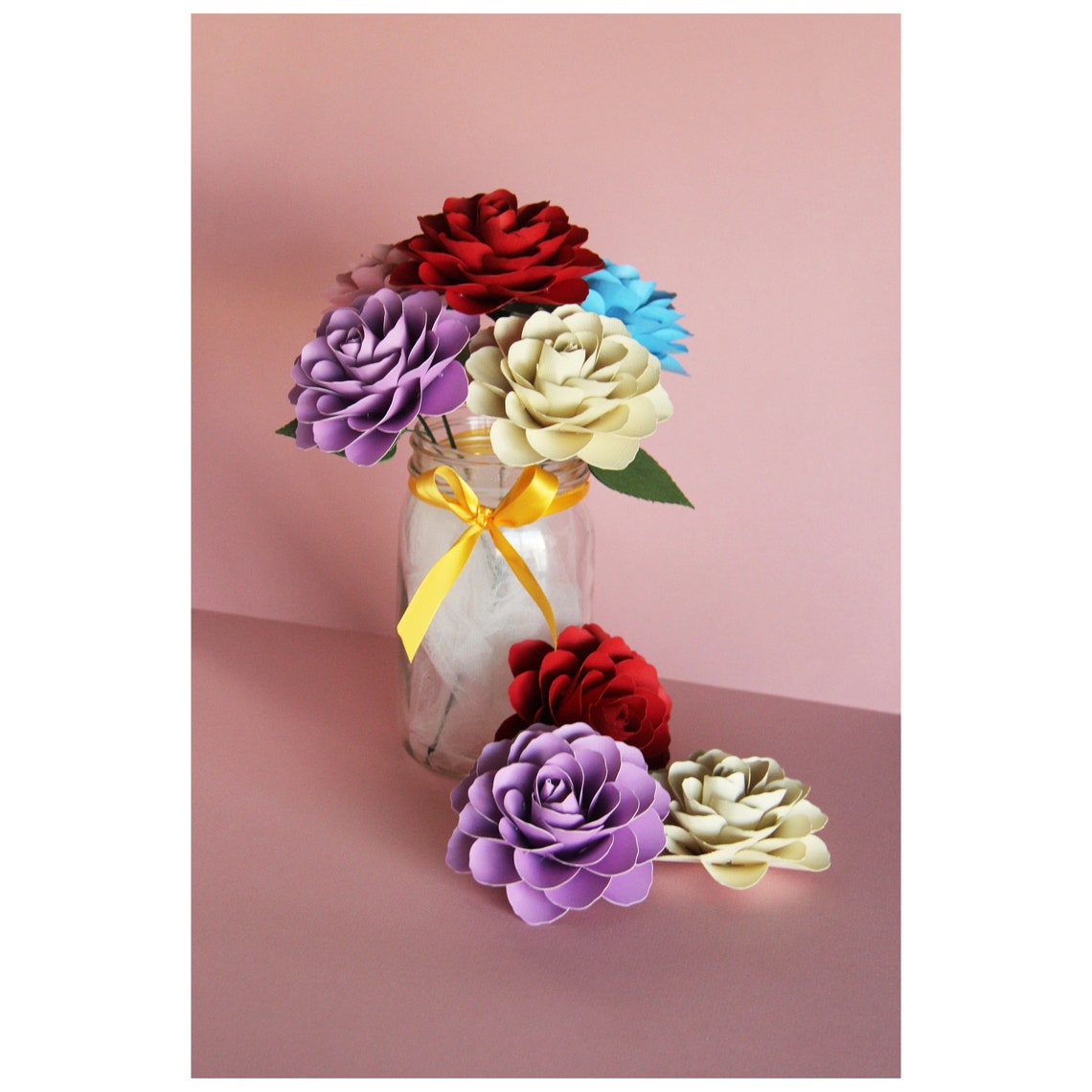 Decorative Handmade Stemmed Paper Roses Version #2 - Etsy