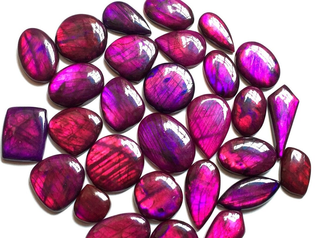 Very Rare Pink Dyed Labradorite Cabochons Lot, Heated Pink Labradorite ...