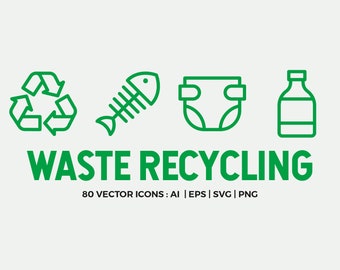 PLASTIC RECYCLING Line Icons Pack Svg, Minimalist Packaging Icon Bundle ...
