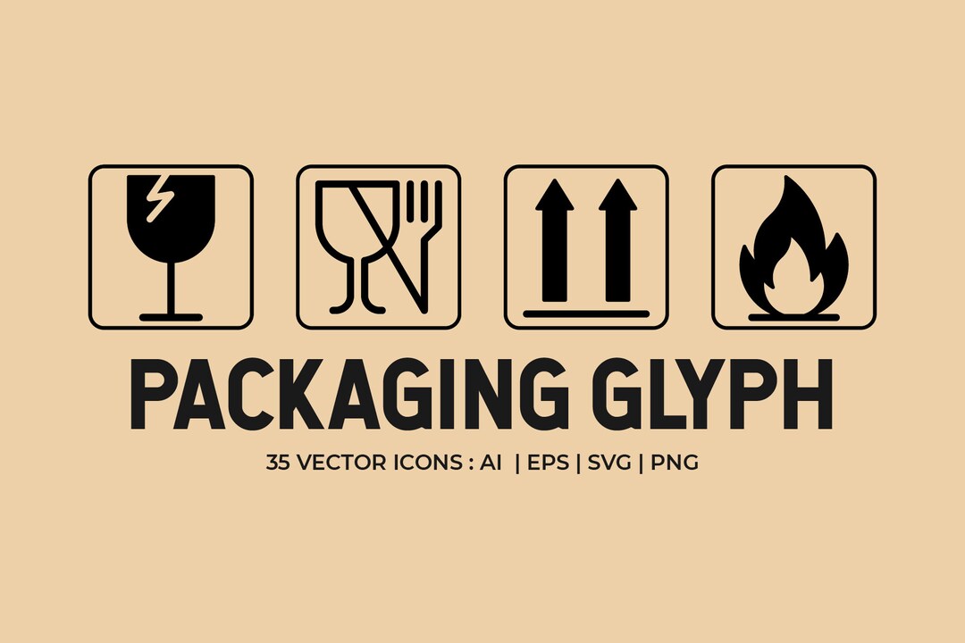 Packaging Signs Line Icons - Etsy