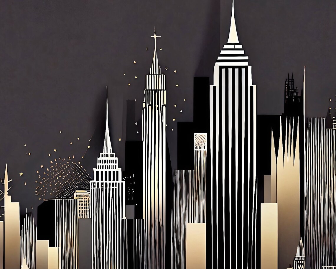 Samsung Frame TV Art, New York Skyline Art Deco, Frame TV Art, Samsung ...