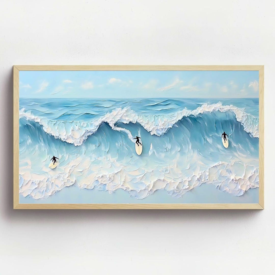 Surfing Waves Samsung Frame TV Art: Coastal Sea Illustration (digital ...