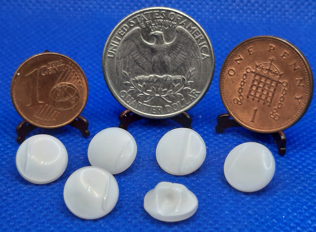 Vintage Set of 6 White 1960s Buttons Made of Glass, 10 Mm Ø, Stripes ...