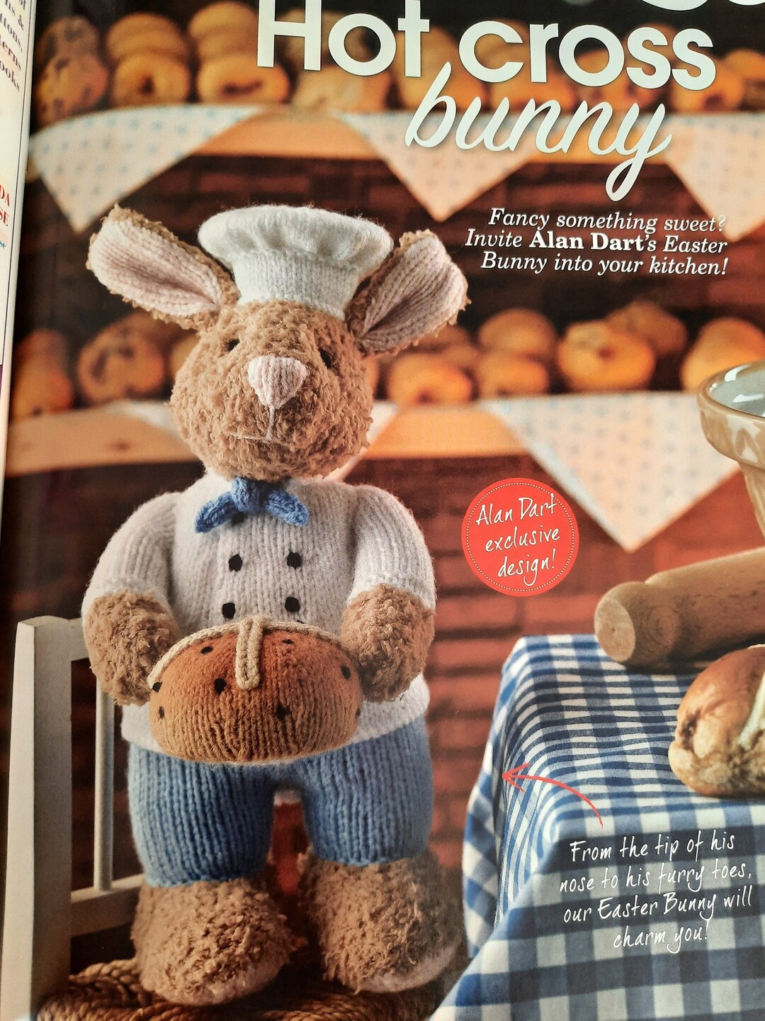 Alan Dart's HOT CROSS BUNNY Knitting Pattern in Simply Knitting Issue ...