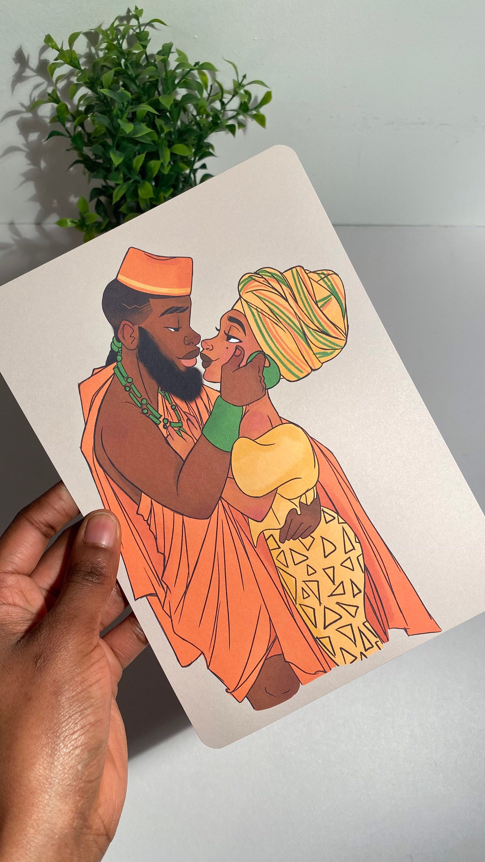 African Wedding Couple Illustration Afro Illustration - Etsy