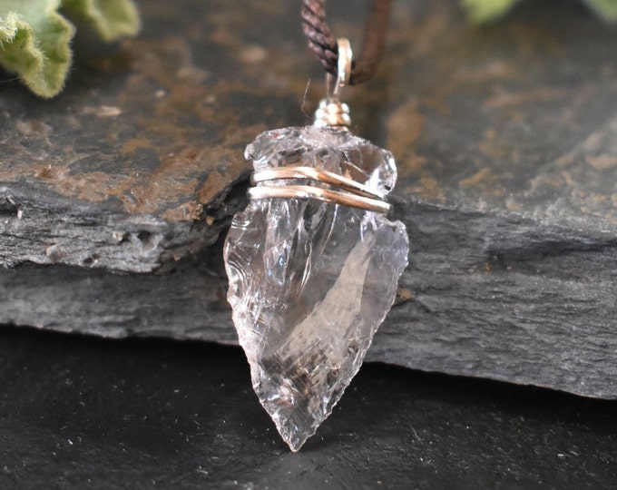 Crystal Quartz Arrowhead Necklace Rock Crystal Necklace - Etsy