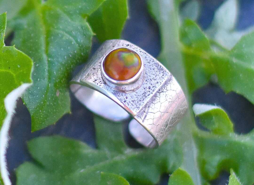 Fire Agate Ring, 925 Sterling Silver, Fire Agate Gemstone, Unisex Ring ...