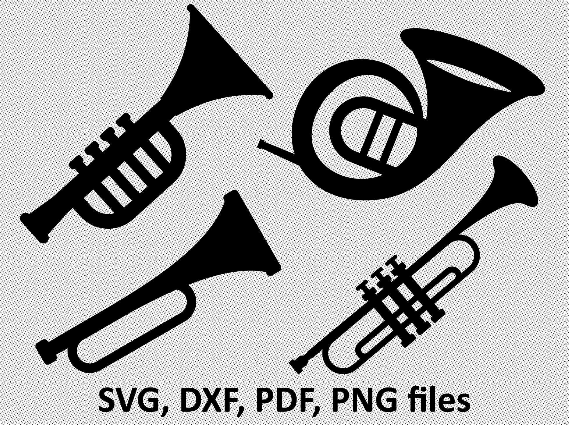 Paper Ephemera Trumpet SVG Silhouette Png Dxf & Eps Designs. Clipart ...