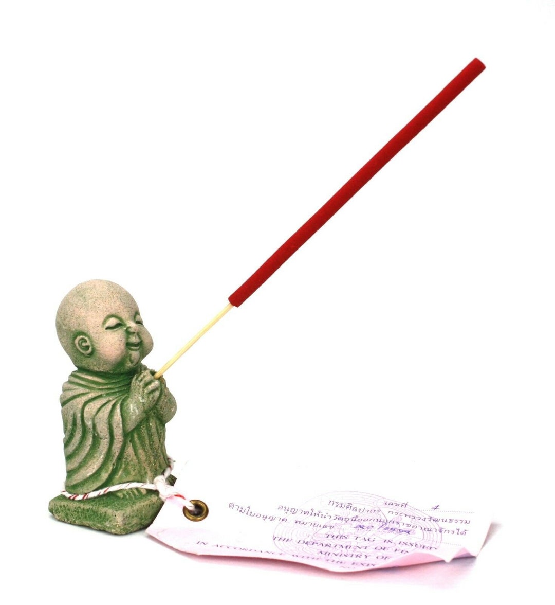 Small Standing Sandstone Monk Incense Stick Holder / Statue, 8cm High ...