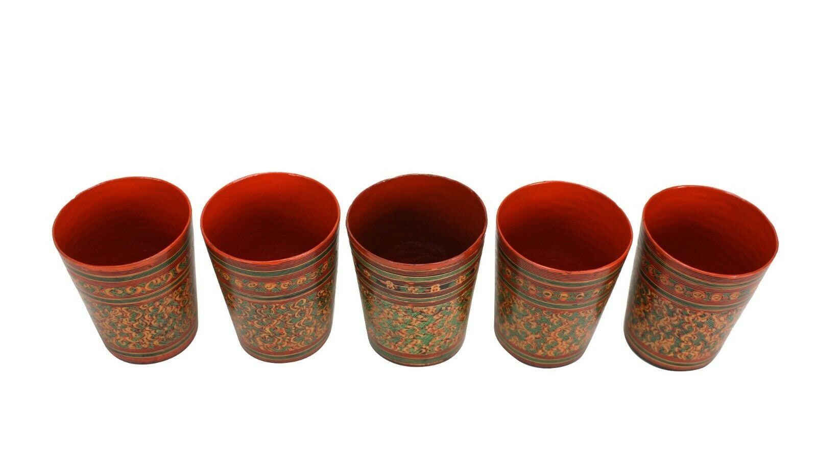 Antique Burmese Lacquer Set of 5 Drinking Cups Yun Design - Etsy UK