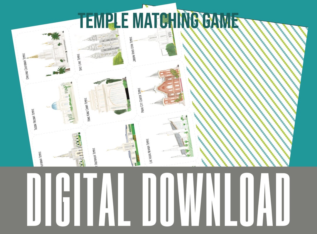 LDS Temple Matching Game - DIGITAL DOWNLOAD - Etsy