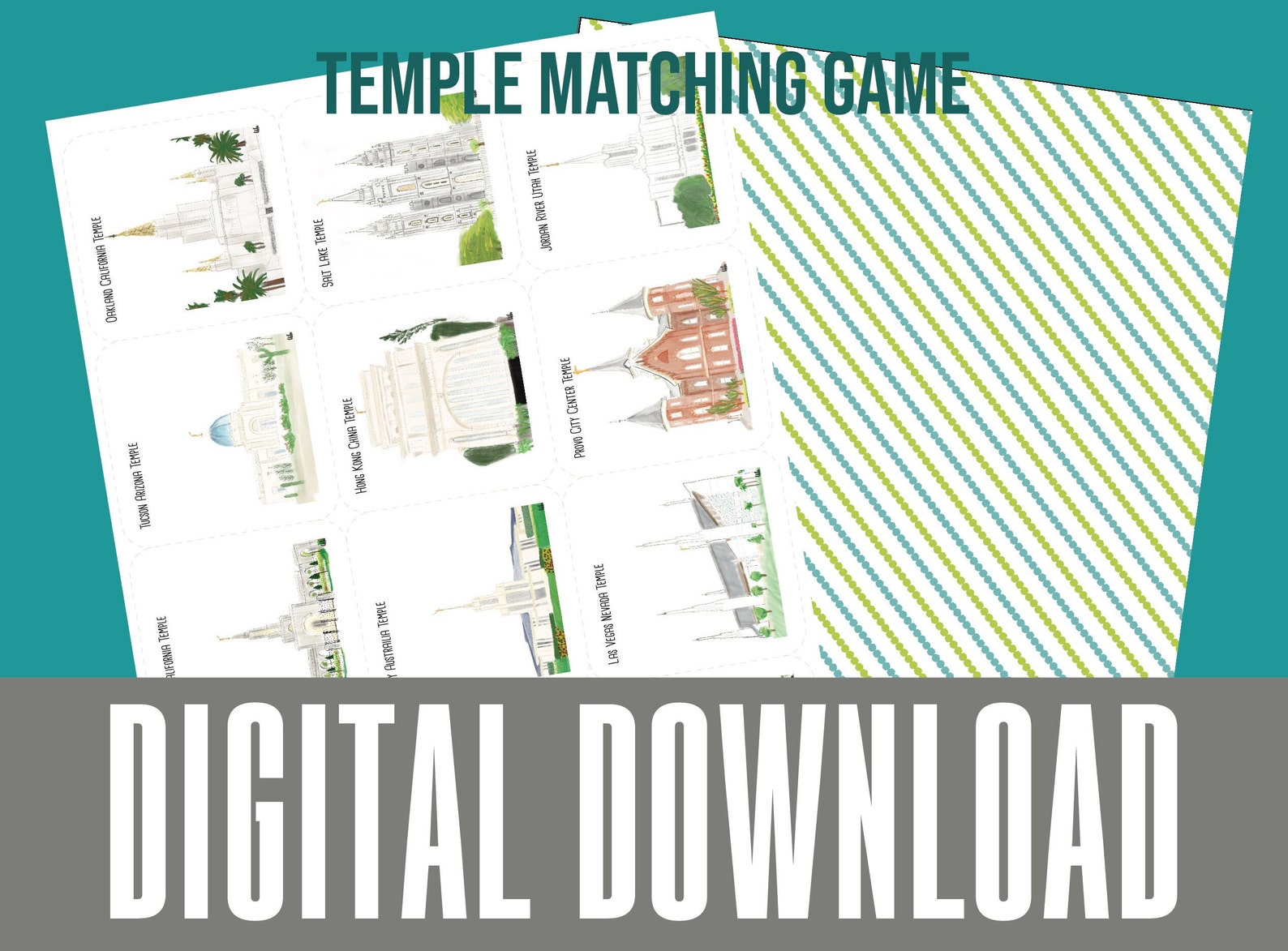 LDS Temple Matching Game - DIGITAL DOWNLOAD - Etsy