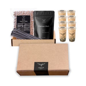 Black Milk Tea Boba Kit | 8 Servings Premium Boba Kit With Tapioca ...