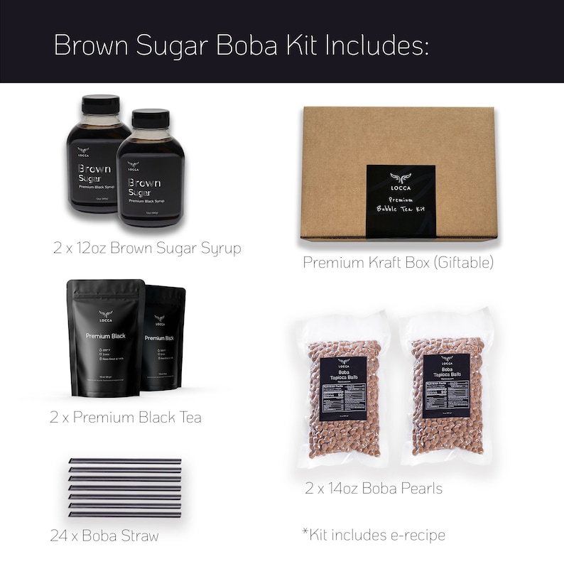 Brown Sugar Boba Tea Kit With Boba Pearls Brown Sugar Syrup - Etsy