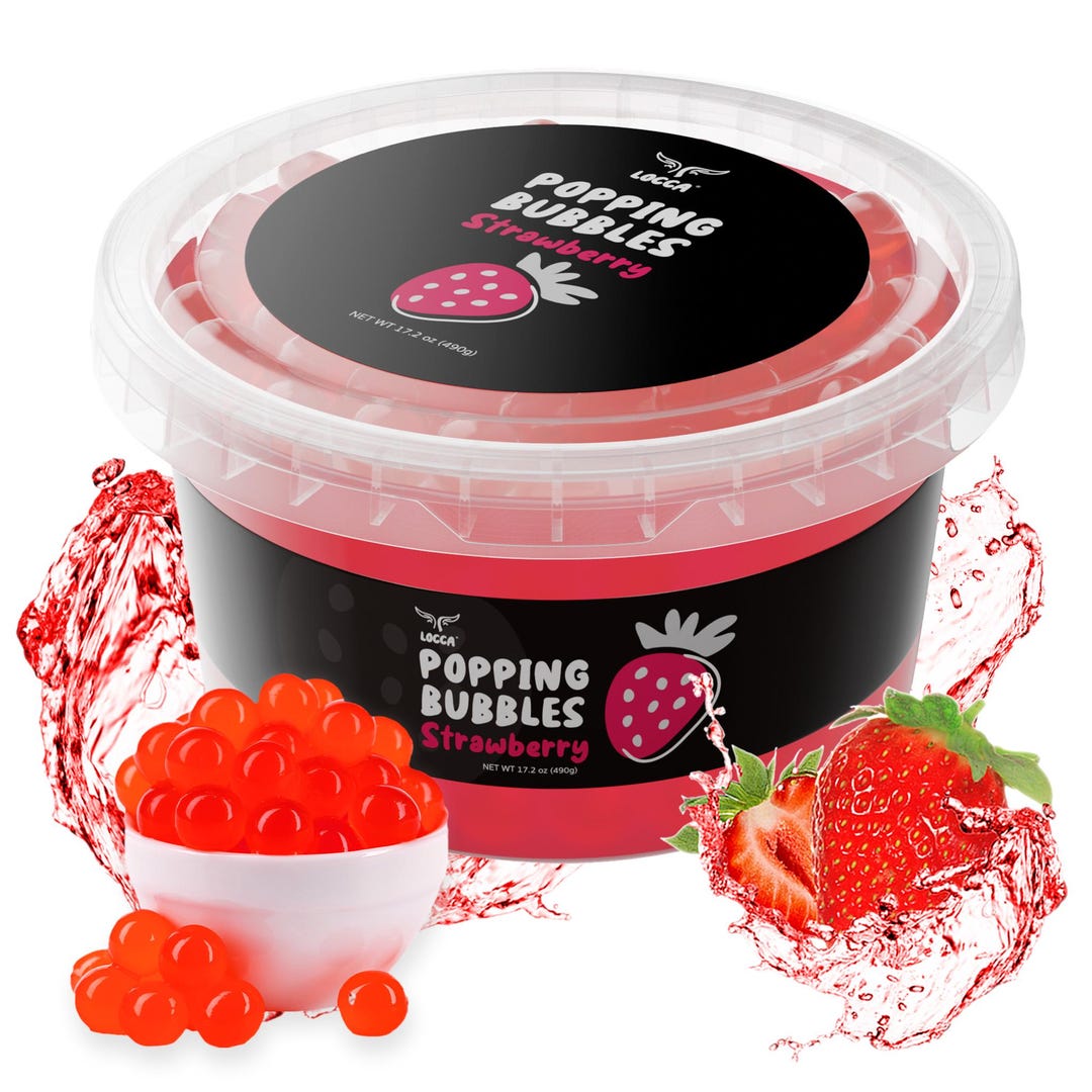 Strawberry Popping Boba Pearls for Bubble Tea, DIY Bursting Fruit ...