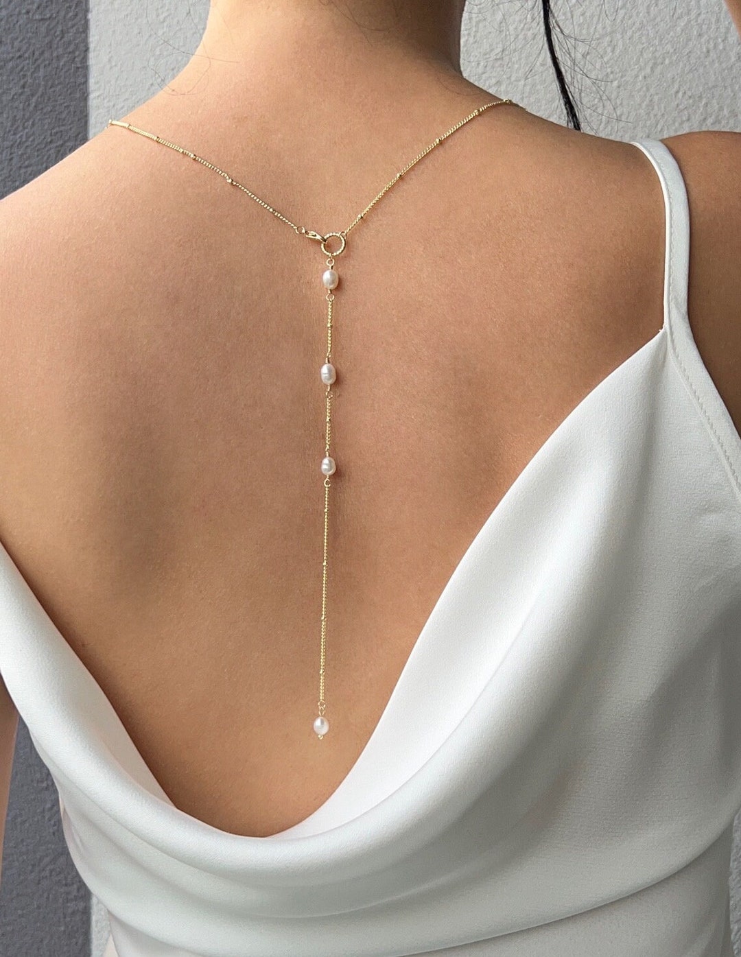 DARLA Chain - Freshwater Pearl Backdrop Chain / Bridal Pearl Necklace ...
