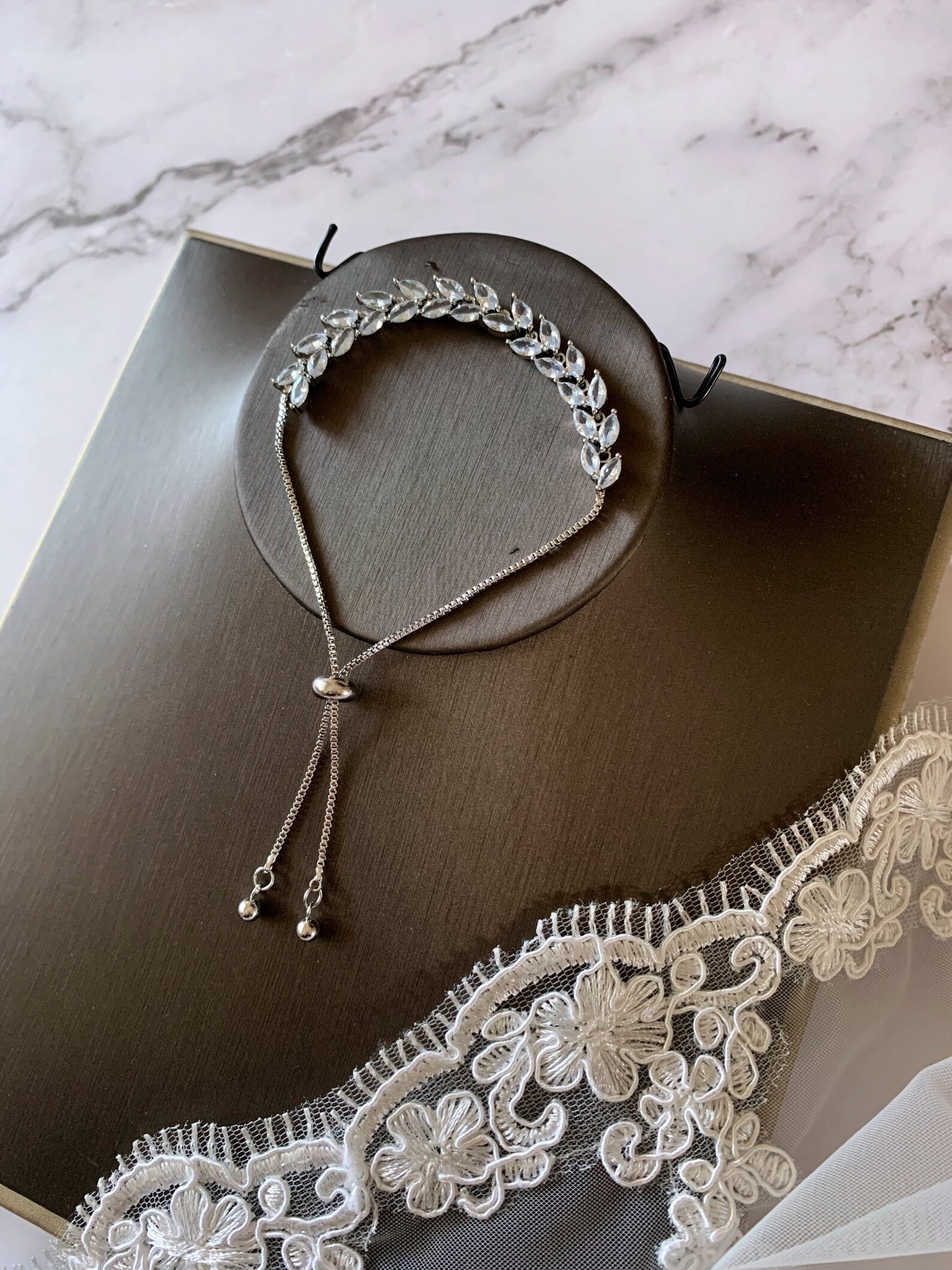VENUS Set- Floral Drop Bridal Jewelry Set Silver / Wedding Necklace ...