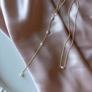 DARLA Chain - Freshwater Pearl Backdrop Chain / Bridal Pearl Necklace ...
