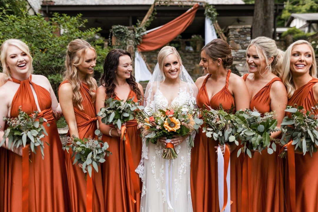 RUST Bridesmaid Dress, Infinity Dress, Convertible Dress Bridesmaid ...