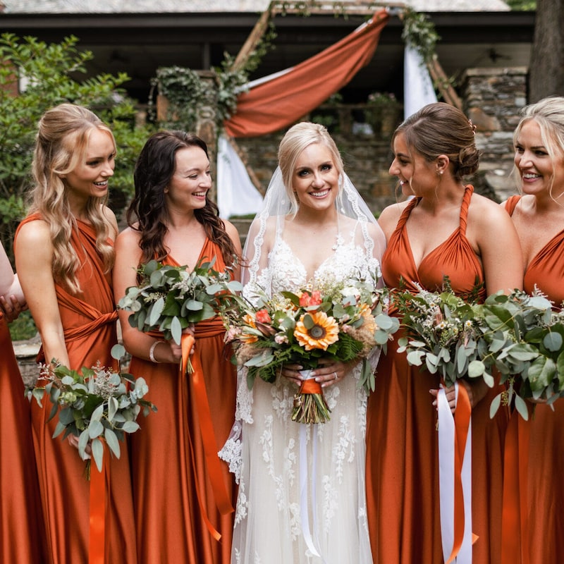 Satin Rust Bridesmaid Dress - Etsy