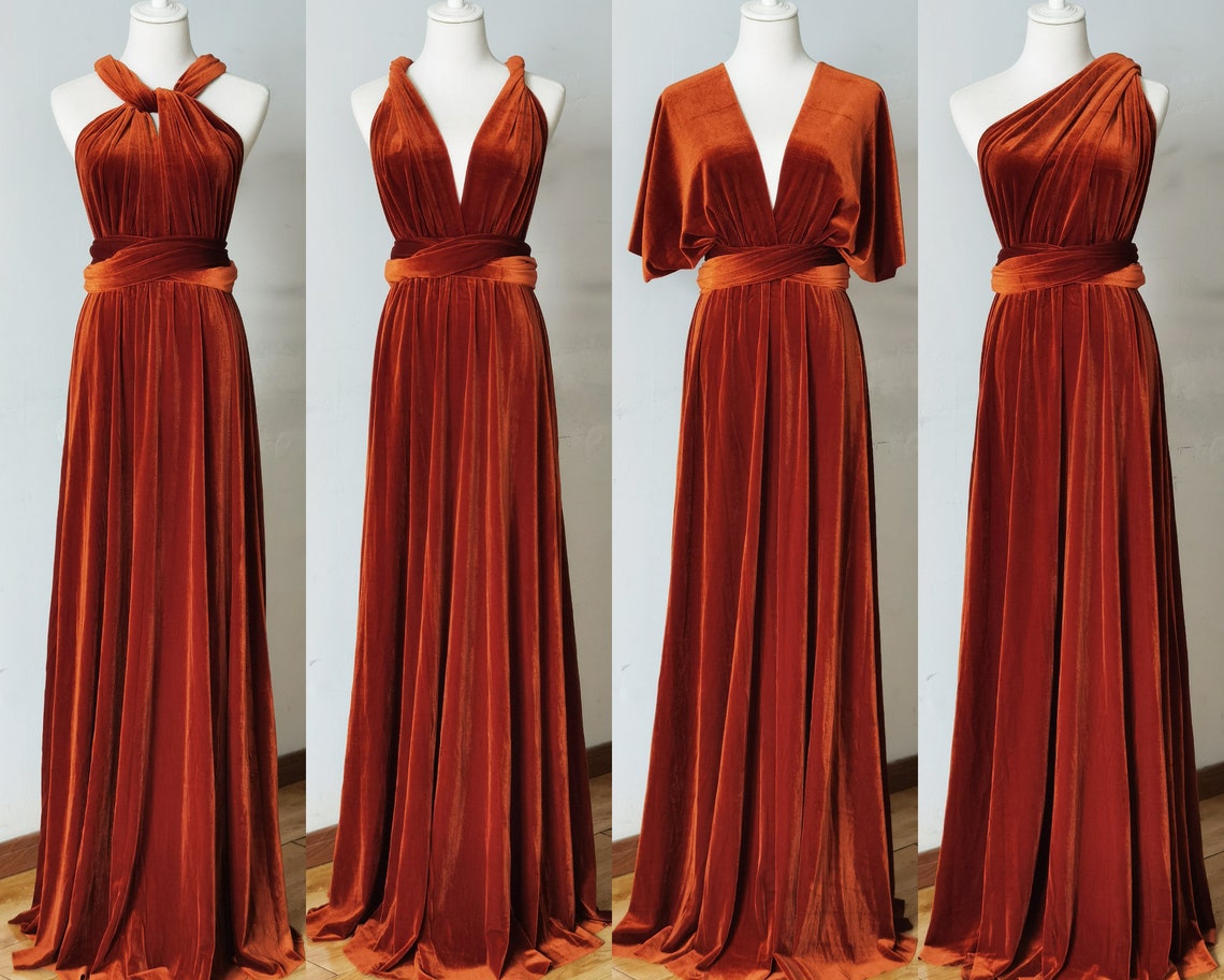 RUST-VELVET Bridesmaid Dress Infinity Dress Multi-way - Etsy