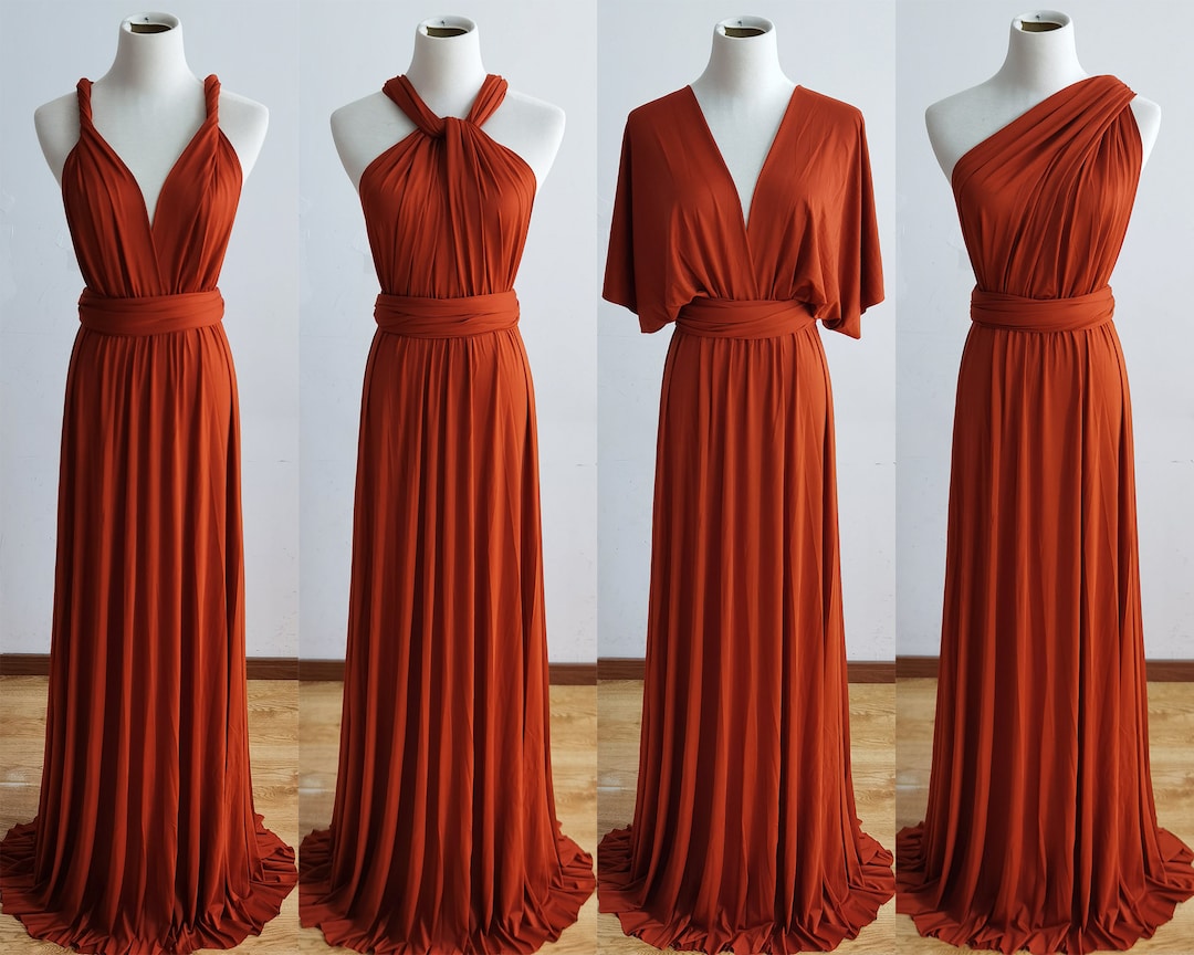 RUST Bridesmaid Dress, Infinity Dress, Convertible Dress Bridesmaid ...