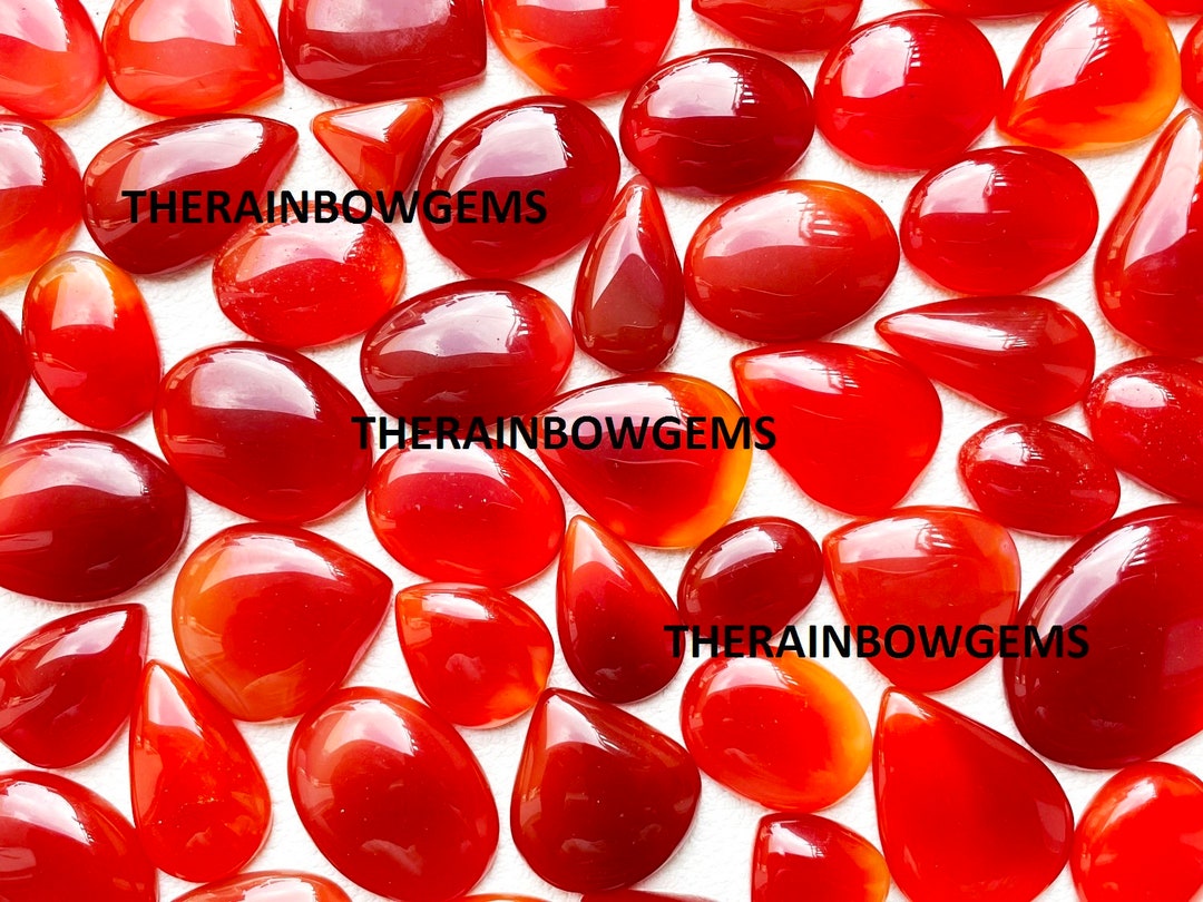 Red Carnelian Cabochon Lot: Mix Shapes, Hand Polished Gemstones Use for ...