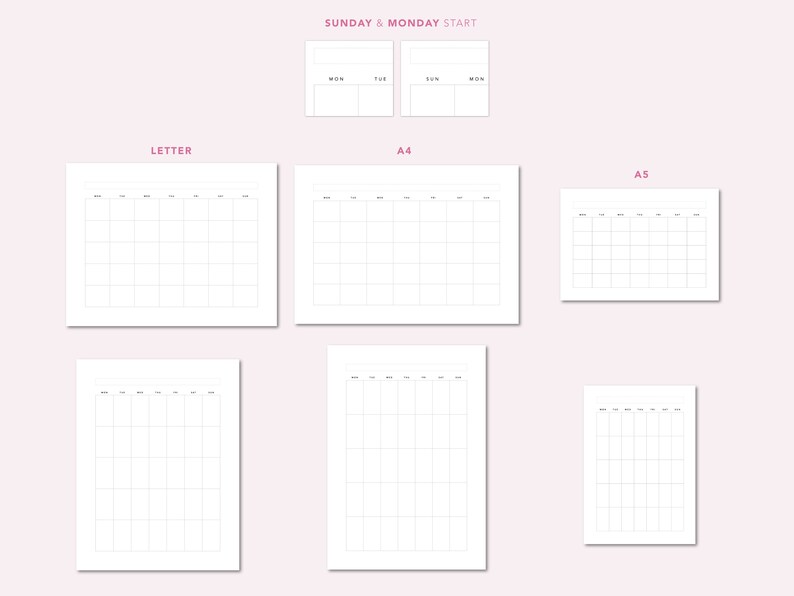 Printable Template, Blank Monthly Calendar, Landscape Planner Template ...