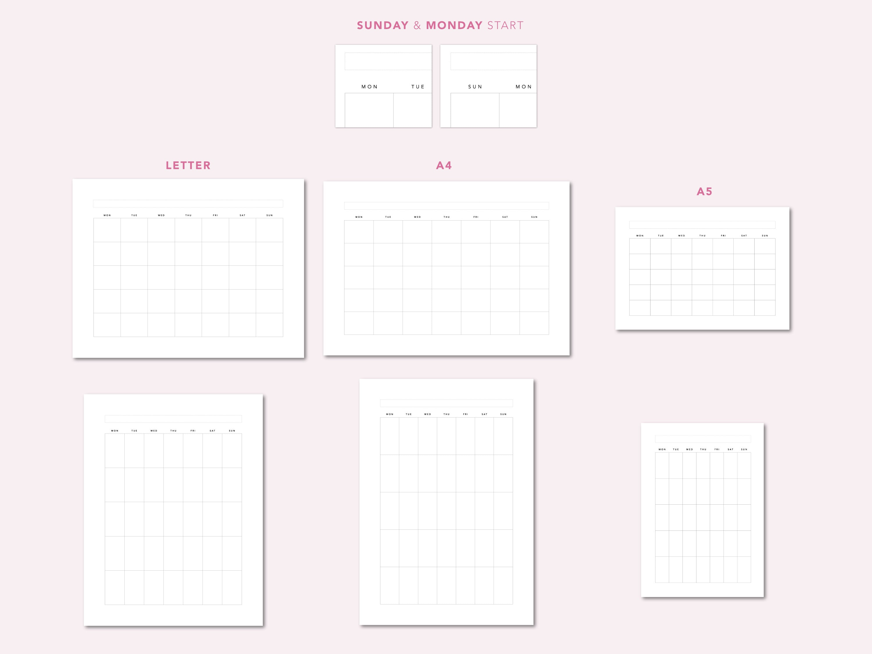 Printable Template, Blank Monthly Calendar, Landscape Planner Template ...