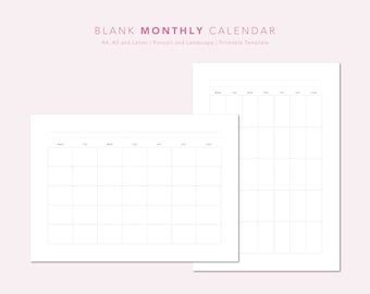 Blank Monthly Calendar Printable Template, Blank Calendar Template ...