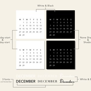 Perpetual Calendar Digital Stickers, Mini Calendar Digital Stickers ...