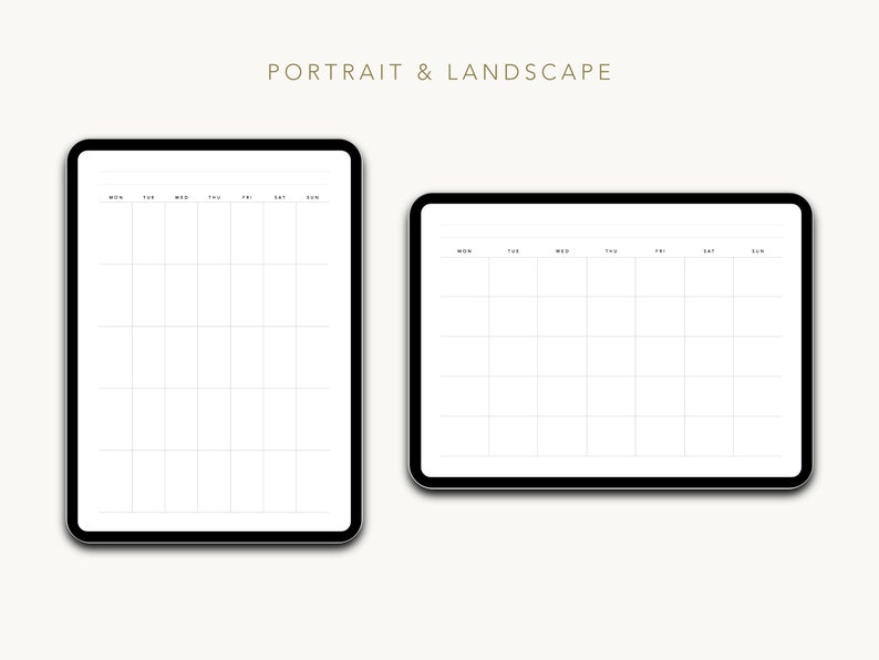 Digital Template, Blank Monthly Calendar, Portrait Blank Calendar ...