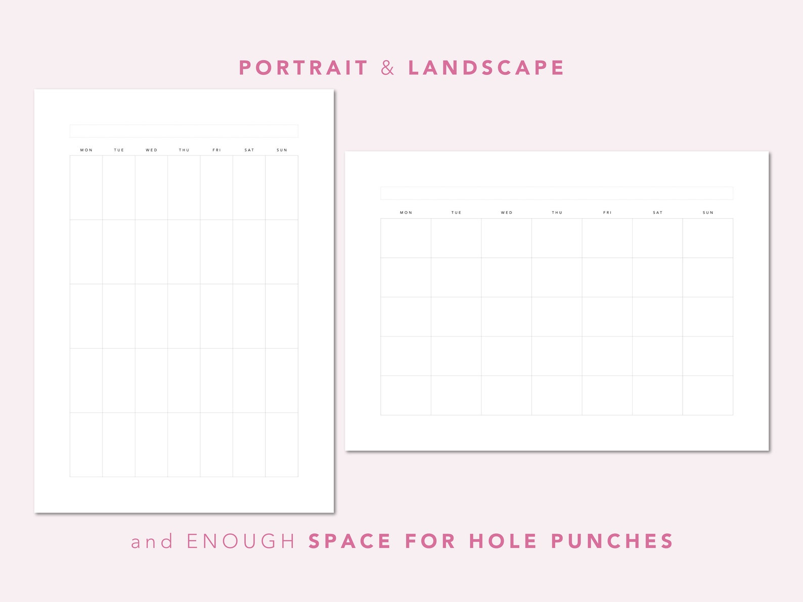 Printable Template, Blank Monthly Calendar, Landscape Planner Template ...