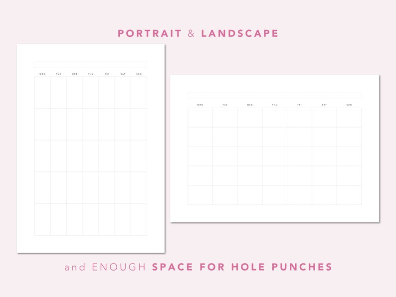 Printable Template, Blank Monthly Calendar, Landscape Planner Template ...