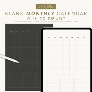 Blank Monthly Calendar With to Do List, Portrait Blank Monthly Calendar ...