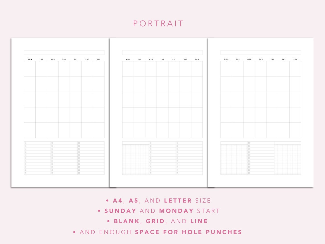 Blank Monthly Calendar Printable Template, Blank Calendar Template ...