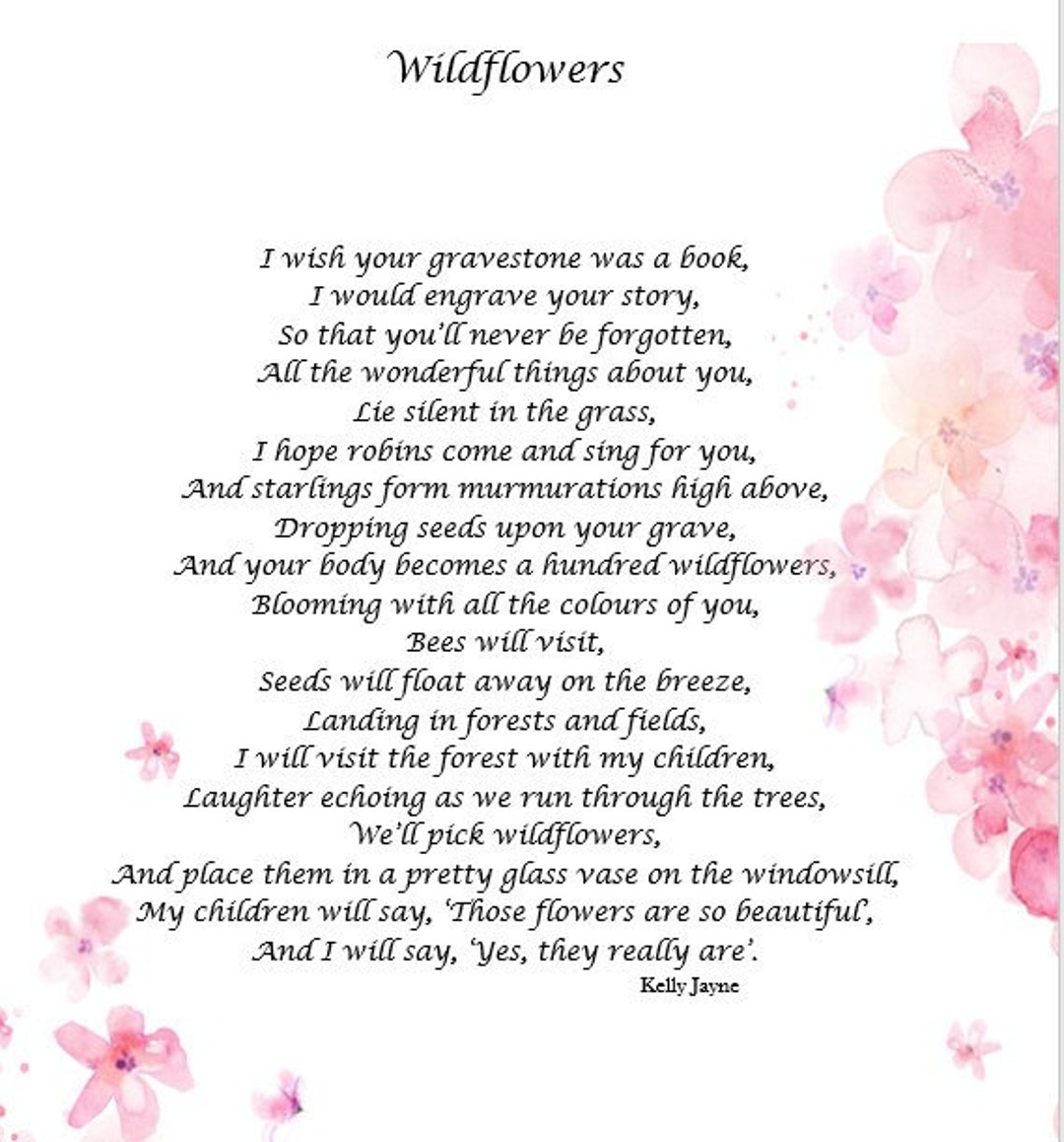 Sympathy Poem Print, Funeral Poem, Funeral Reading, Memorial Poem ...