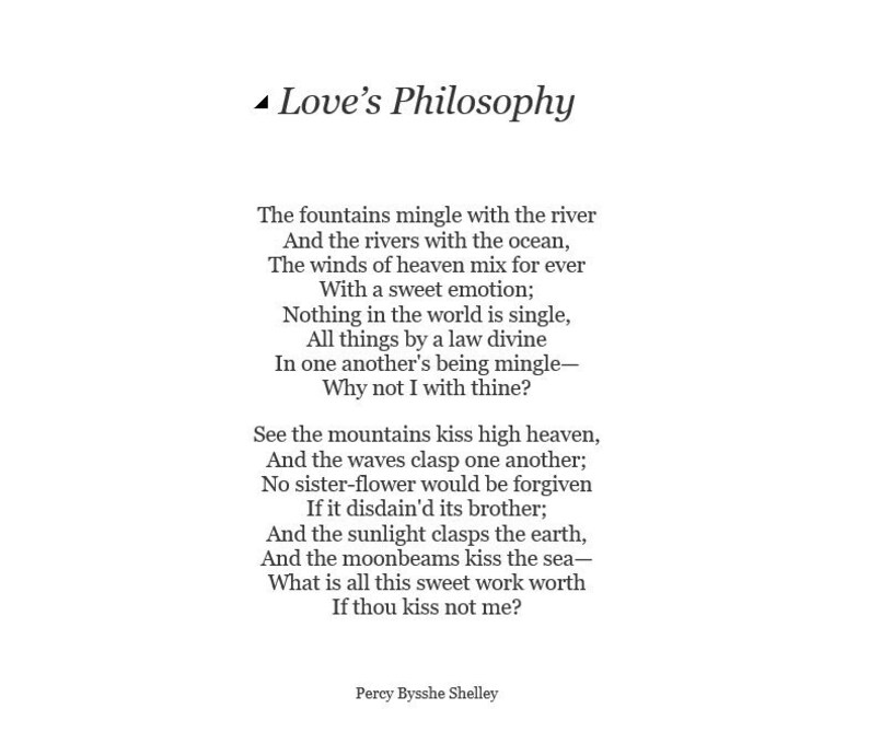 Loves Philosophy by Percy Bysshe Shelley Wedding Reading Wedding Poem ...