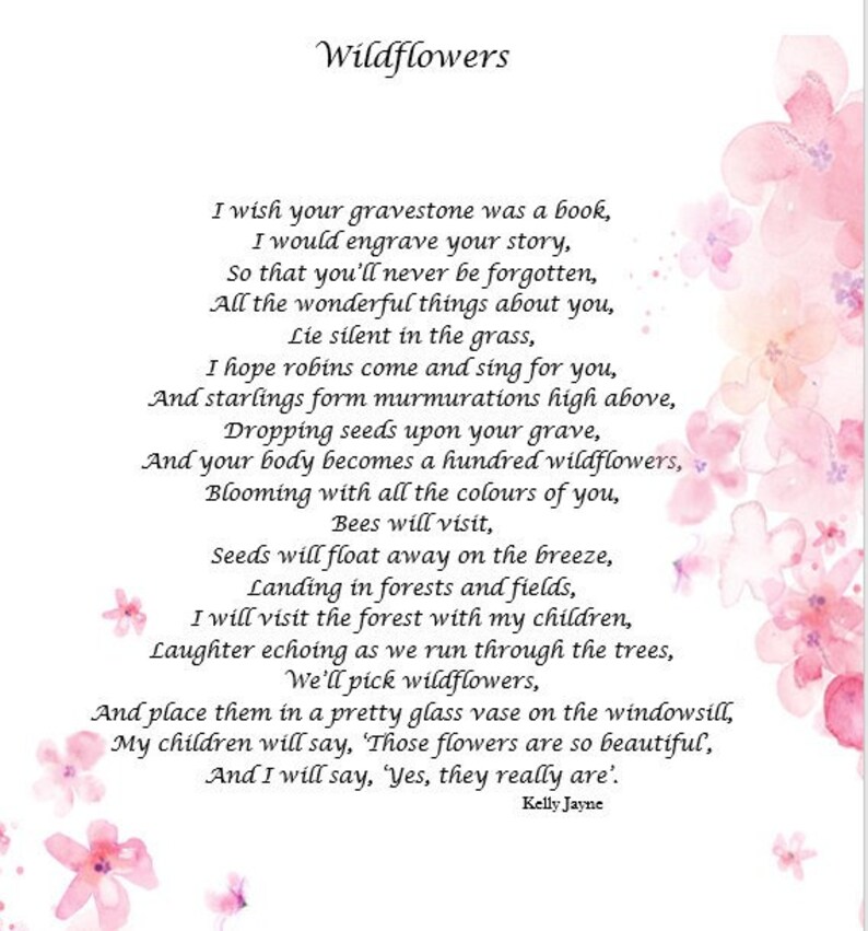Printable Sympathy Poem Print, Digital Funeral Poem, Funeral Reading ...