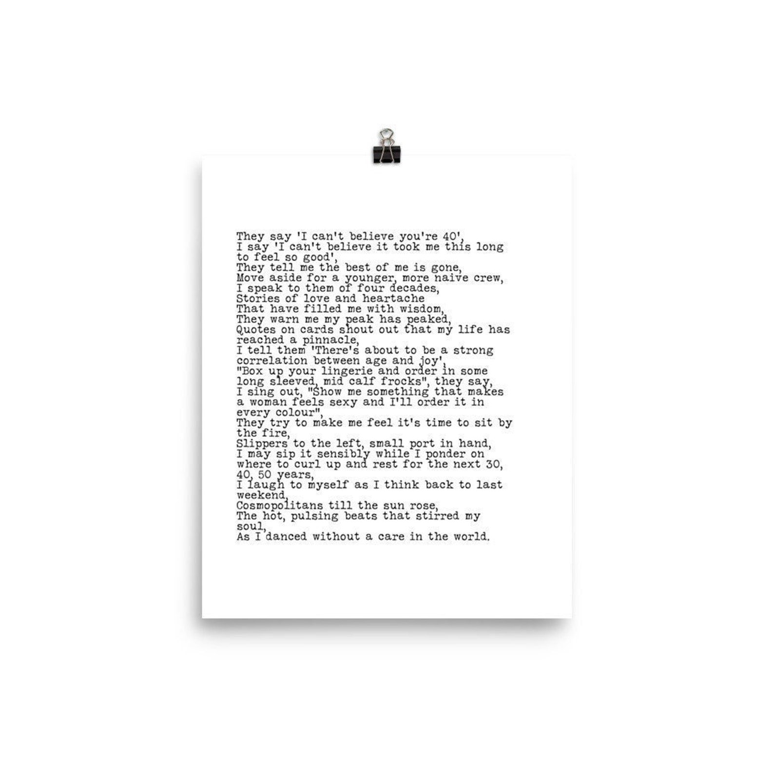 40th Birthday Poem for Women, 40th Birthday Poetry Print - Etsy UK