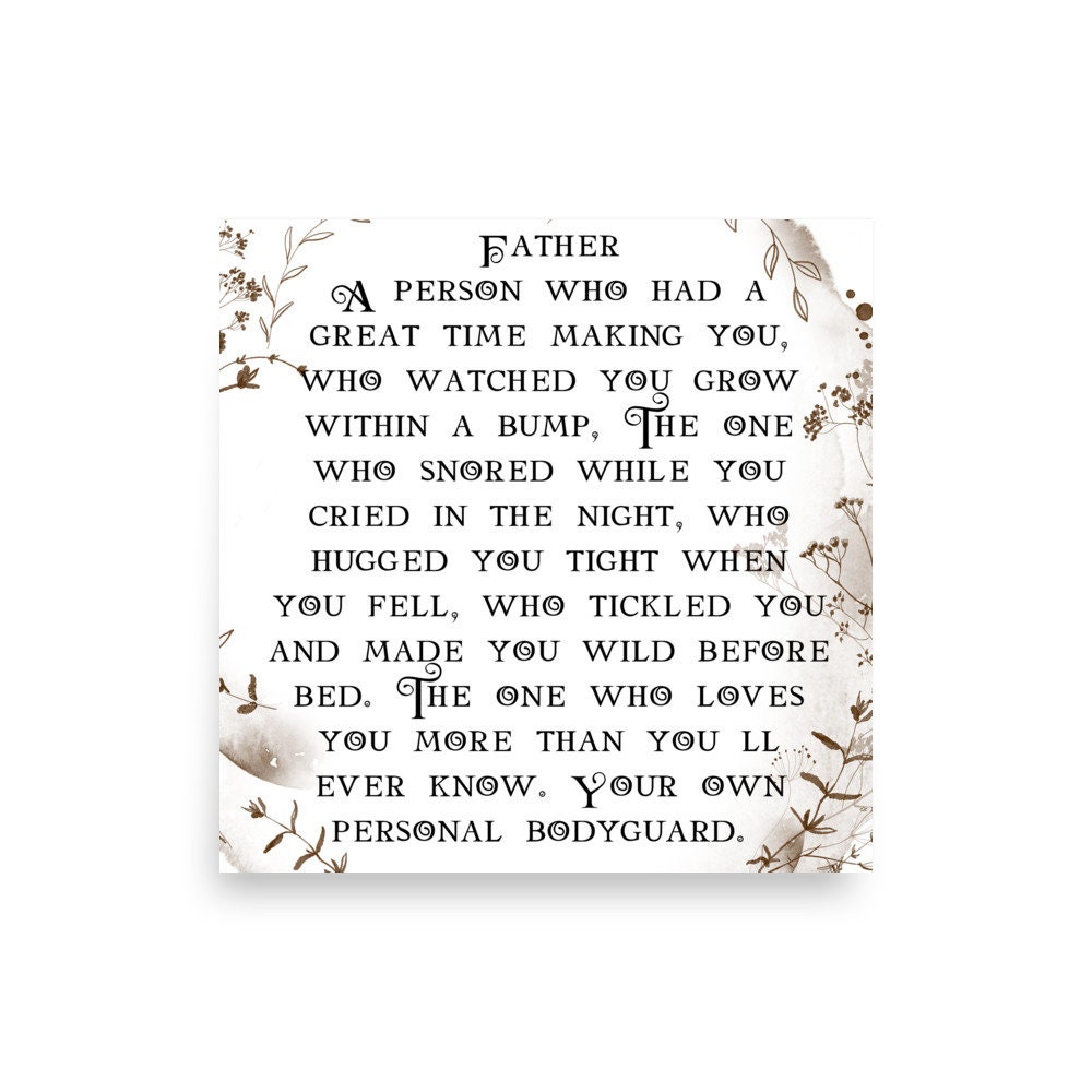 Poem for Father, Funny Father Gift, Father Poem Print - Etsy