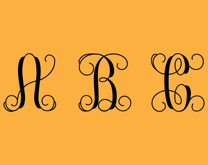 VINE MONOGRAM FONT Svg Svg Files for Silhouette Cameo or - Etsy