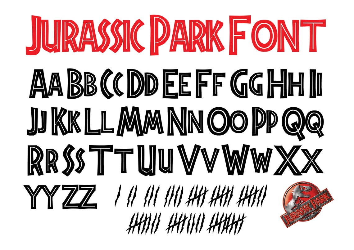 Jurassic Park Font Svg Disney Svg Jurassic Park Alphabet Etsy