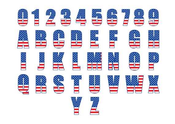USA FLAG ALPHABET Svg America Alphabet American Font | Etsy