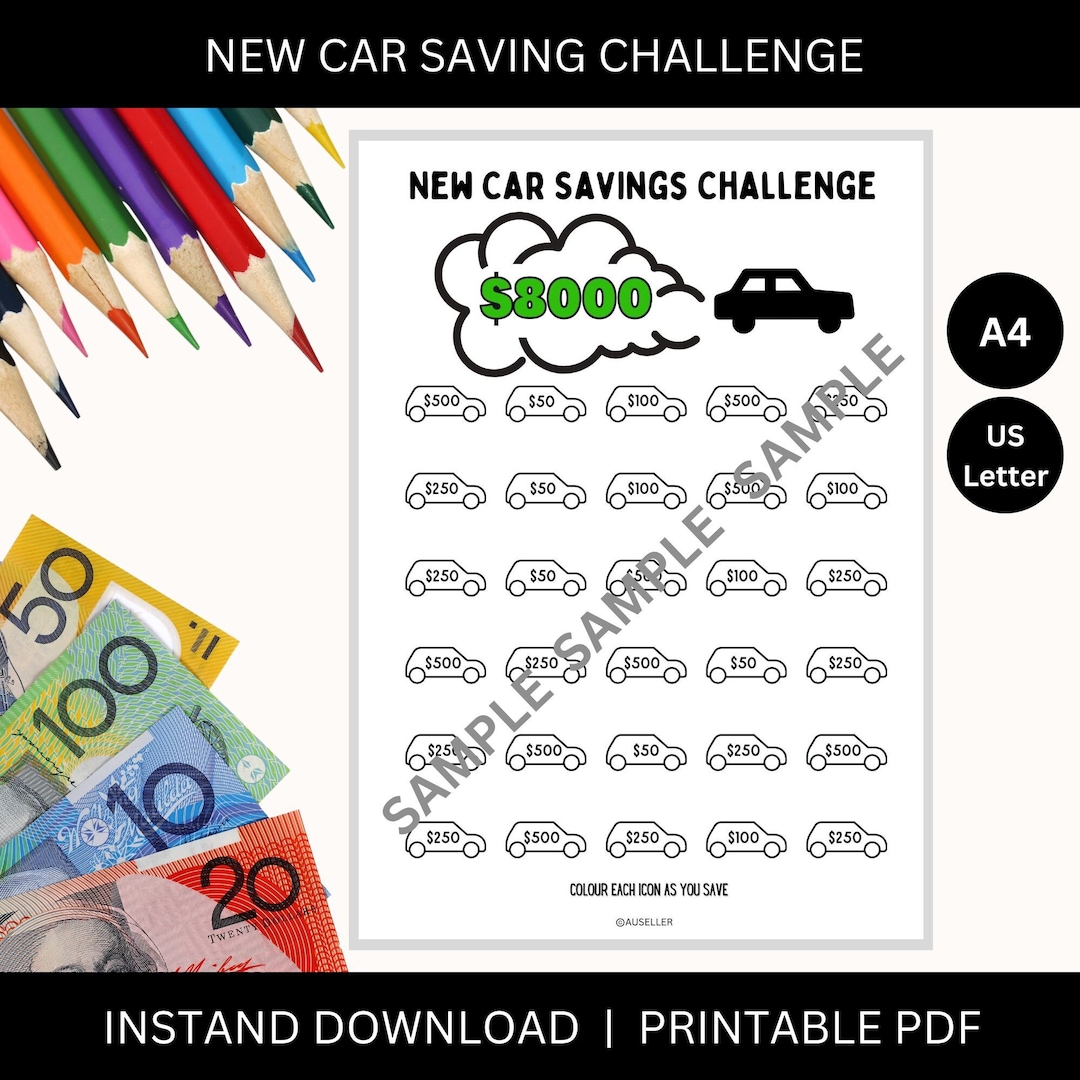 New Car Savings Challenge Money Saving Challenge Savings - Etsy
