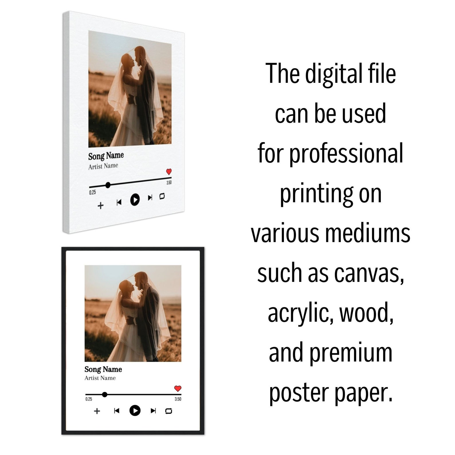 Editable Music Player Plaque Canva Frame Template | Personalised Photo ...