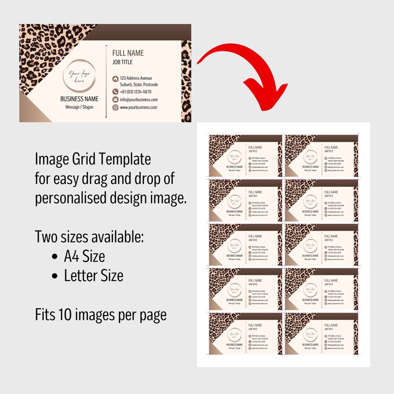 Leopard Print Business Card Template, DIY Cards, Canva Template ...