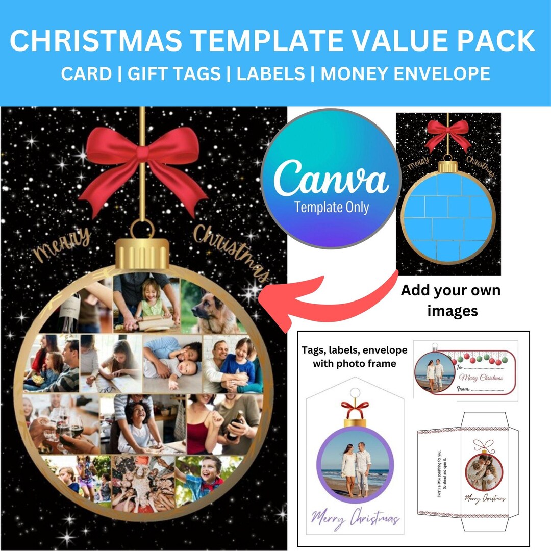 Christmas Ball Photo Collage, DIY Christmas Value Pack, DIY Christmas ...