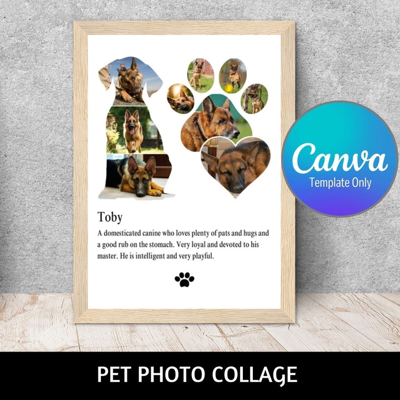 Dog Photo Collage Template, Pet Memorial Gift, Custom Frames, Editable ...